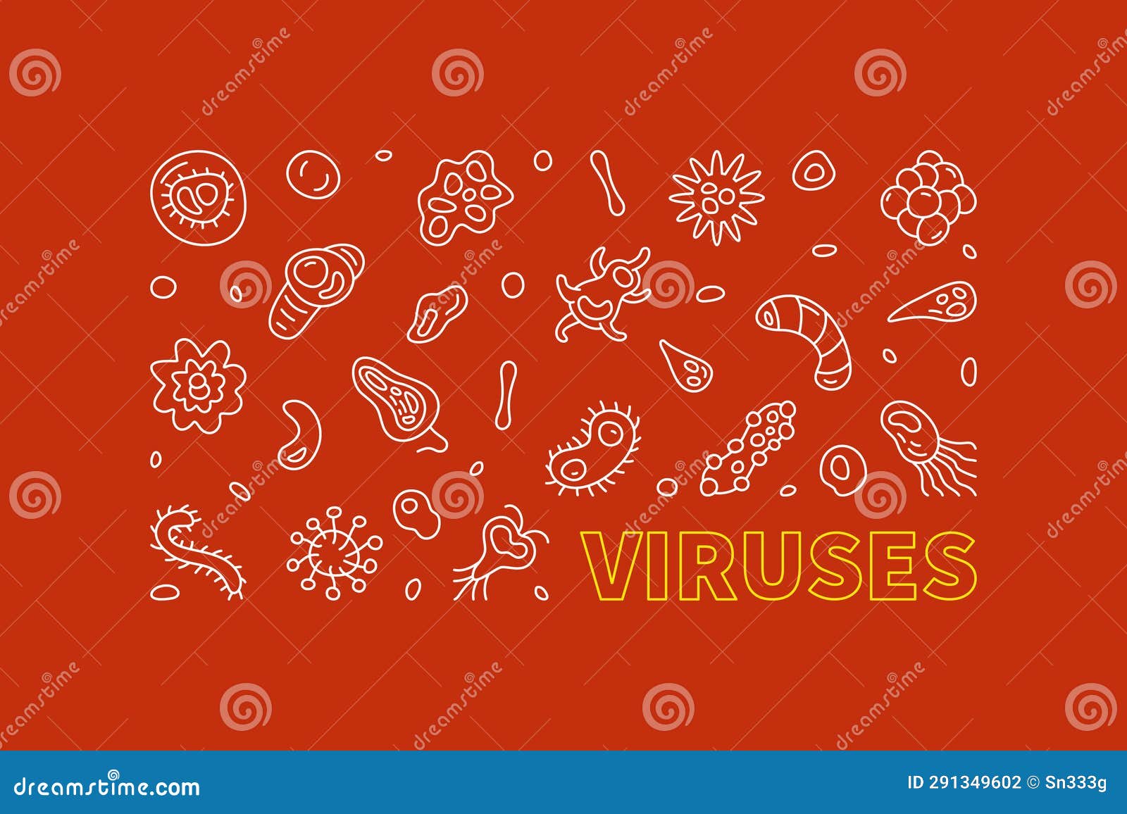 Viruses Concept Outline Vector Creative Horizontal Banner Made with ...