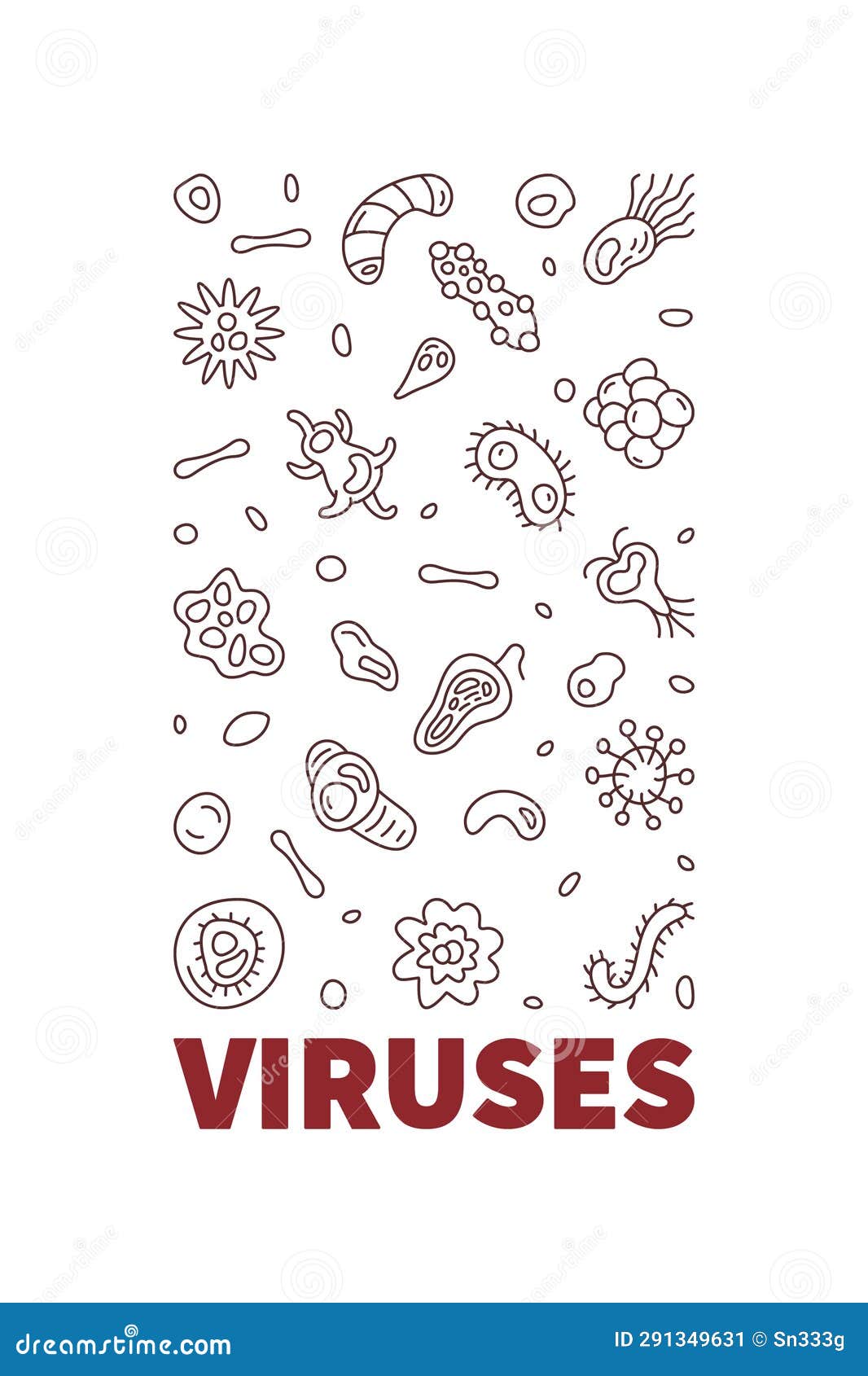 Viruses Concept Outline Vector Vertical Banner Made with Virus Line ...