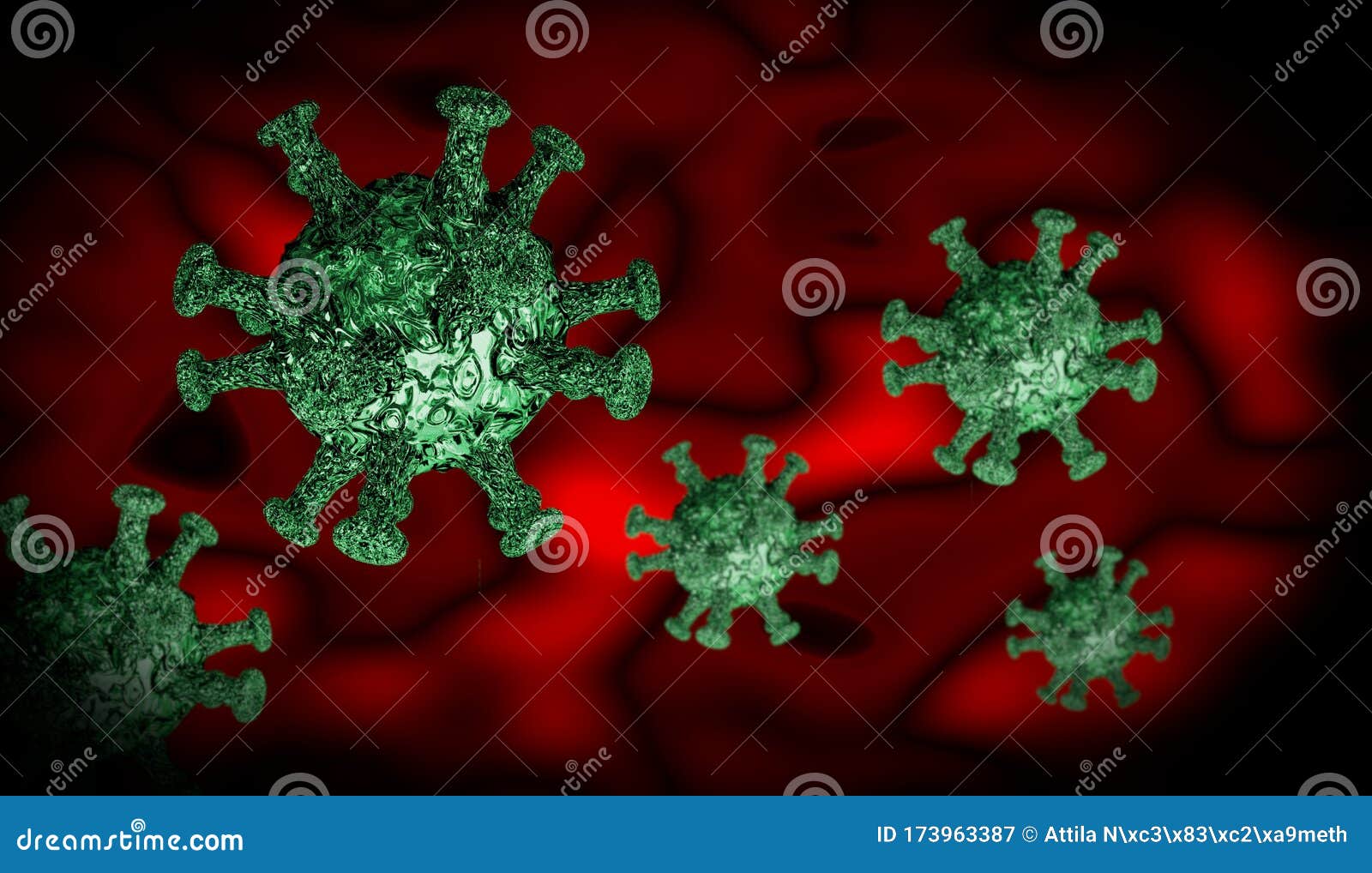 Viruses on Dark Red Background Stock Illustration - Illustration of ...