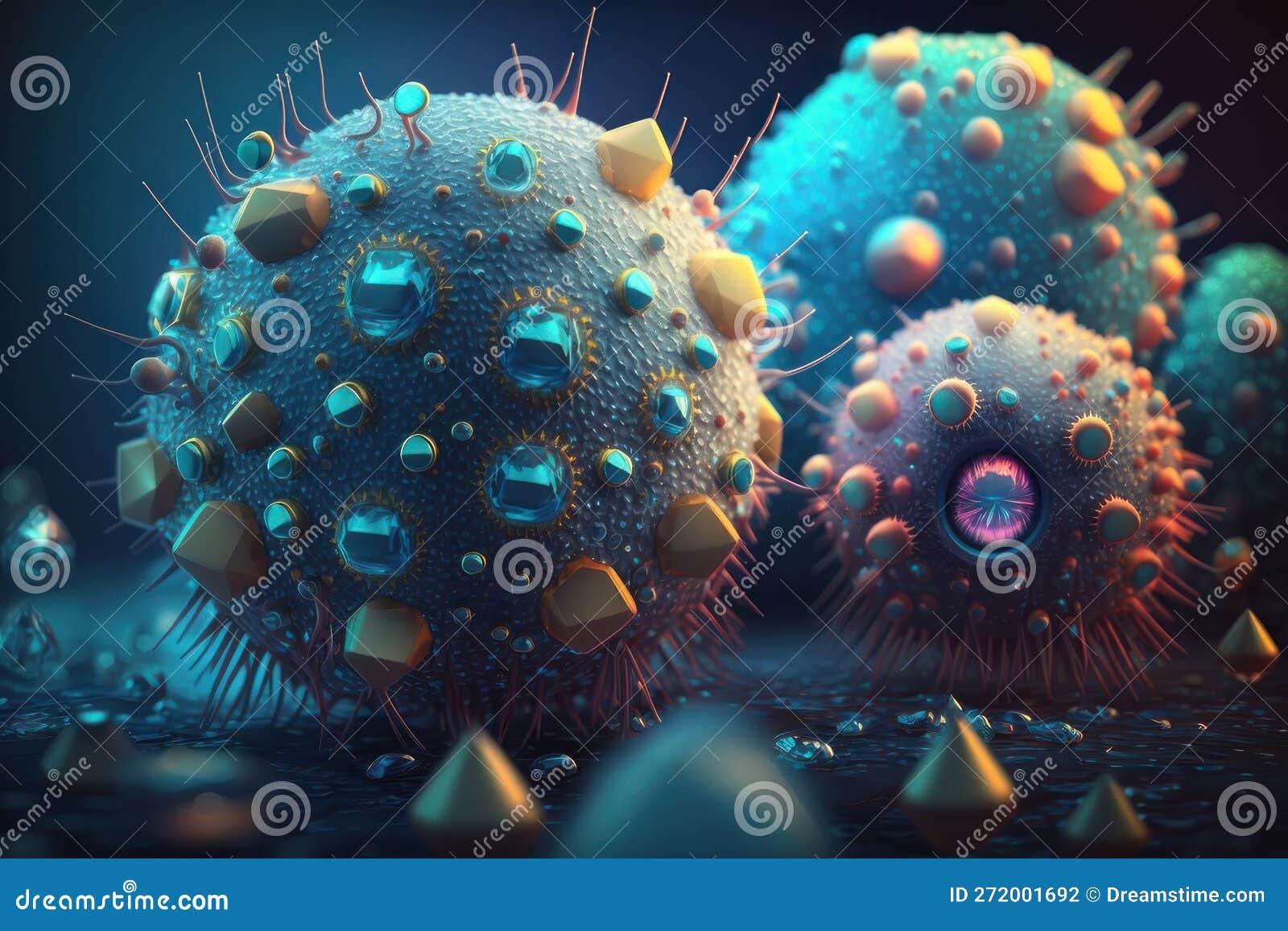 Viruses of Different Colors, View through a Microscope. AI Generative ...