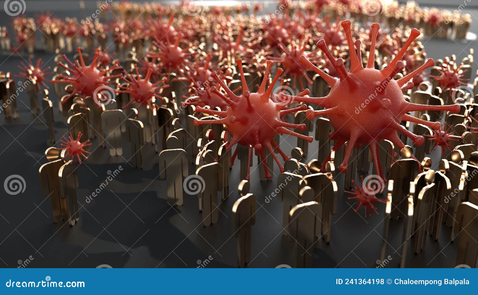 Viruses Float on Symbol Human, Epidemic Concept. Stock Illustration ...