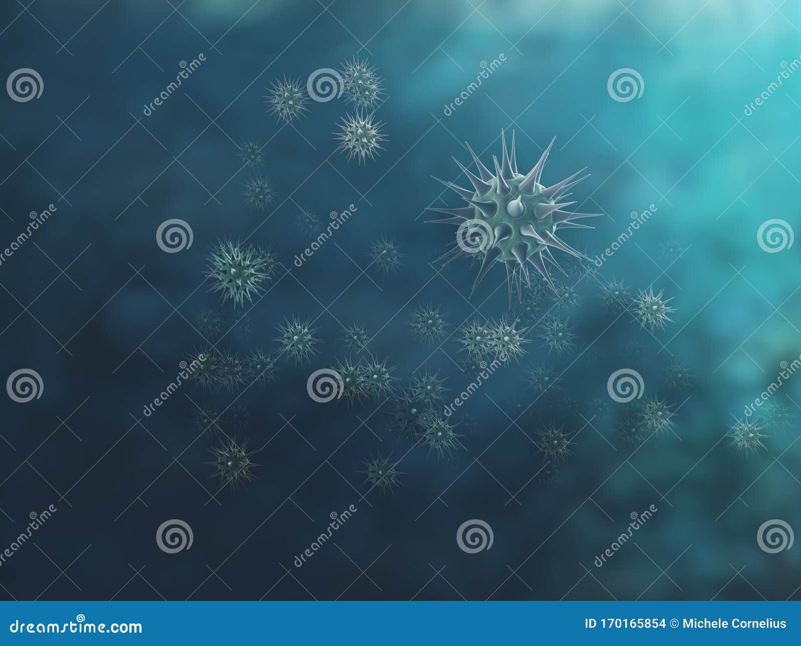Virus Illustration with Blue Background Stock Illustration ...