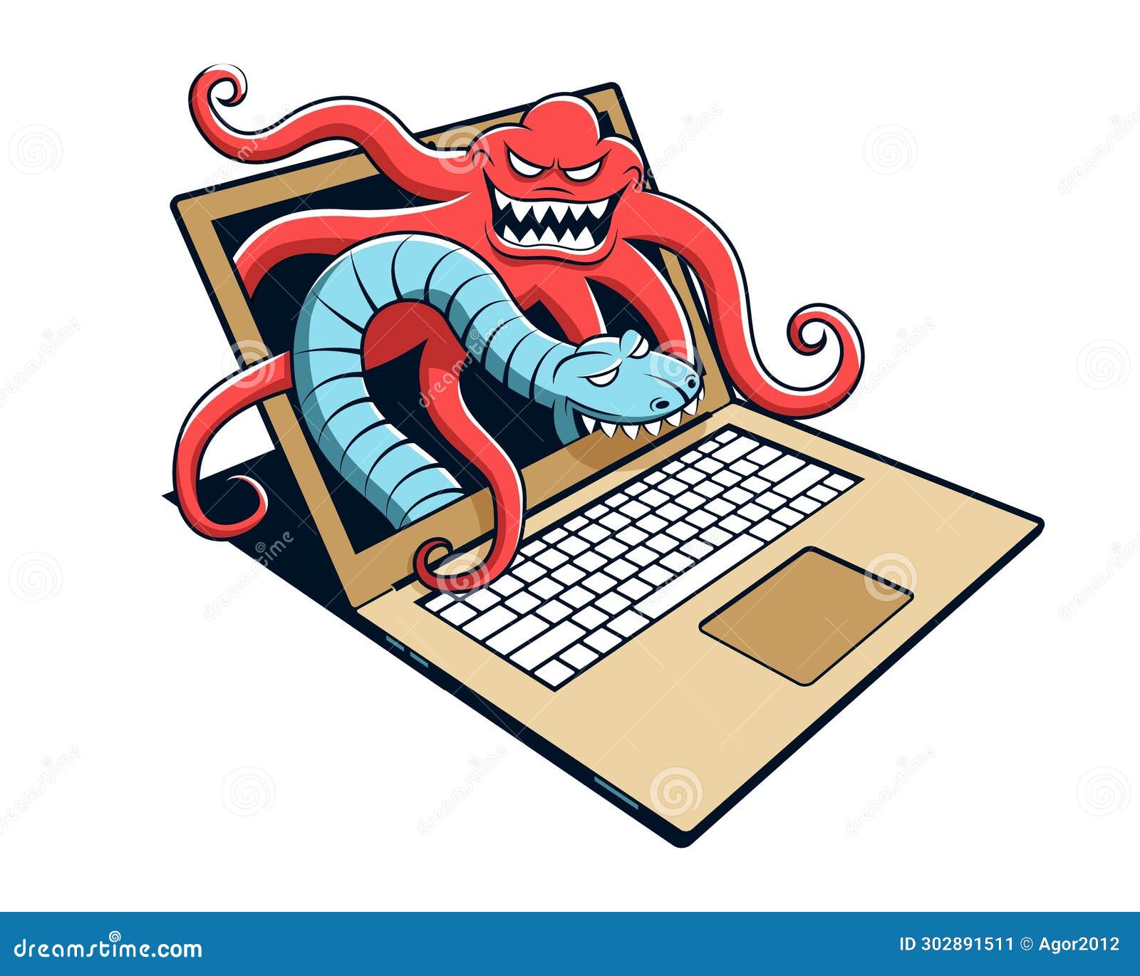 Viruses in the Form of Monsters Attack the Computer Stock Vector ...
