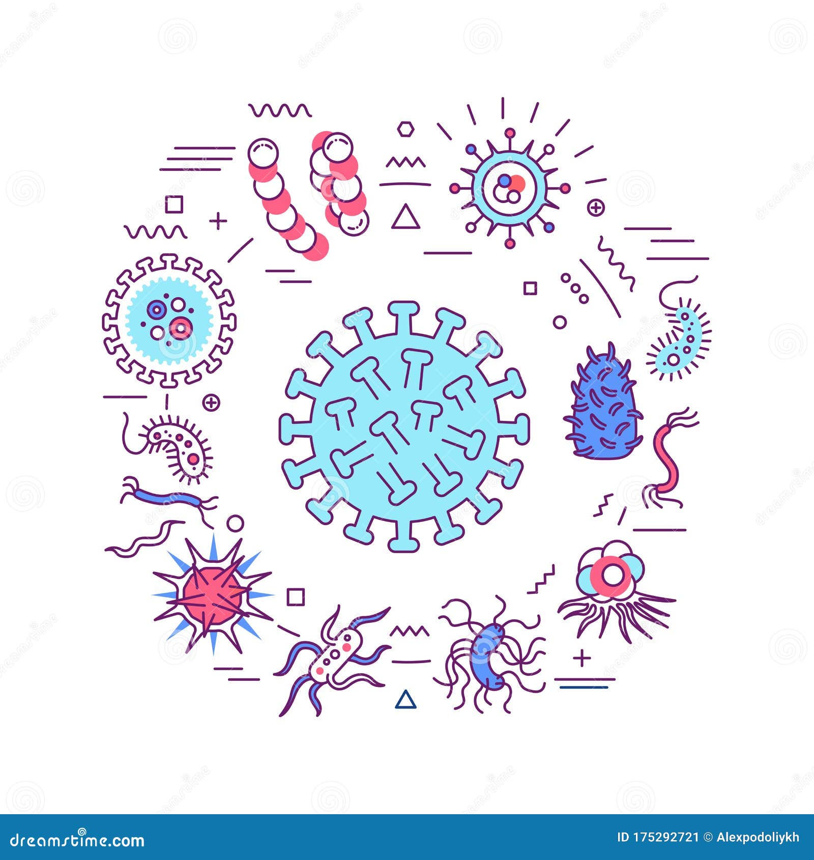 Viruses and Germs Web Banner. Microscopic Germ Cause Diseases ...