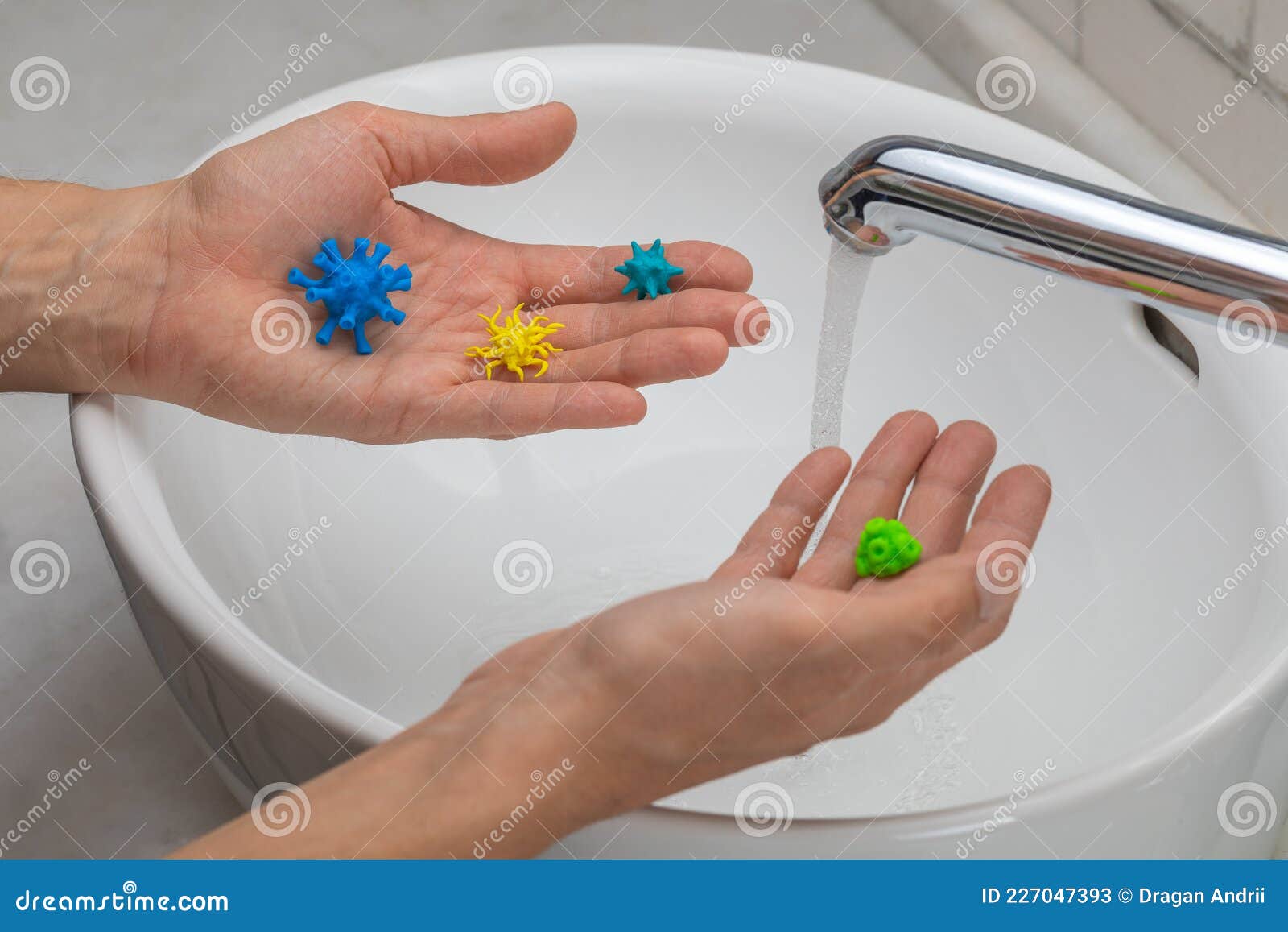 Viruses in the Hands of a Man. Hand Washing. Stock Image - Image of ...
