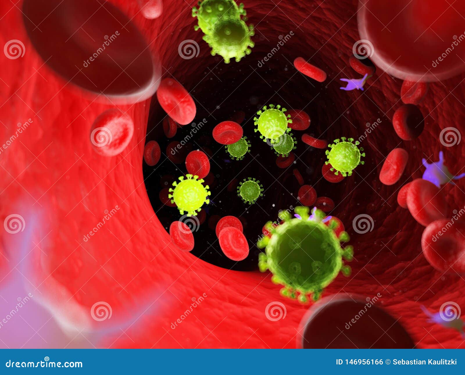 Viruses in the human blood stock illustration. Illustration of medical ...