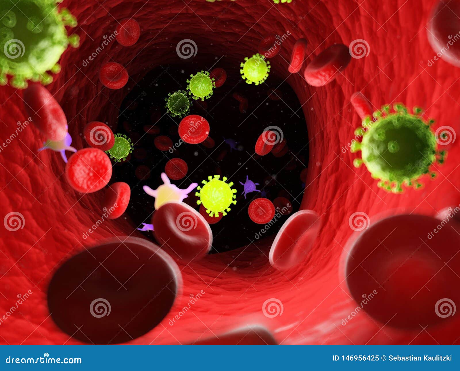 Viruses in the human blood stock illustration. Illustration of cell ...