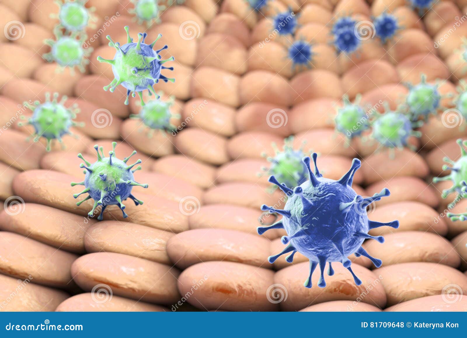 Viruses Infecting Human Cells Stock Illustration - Illustration of ...