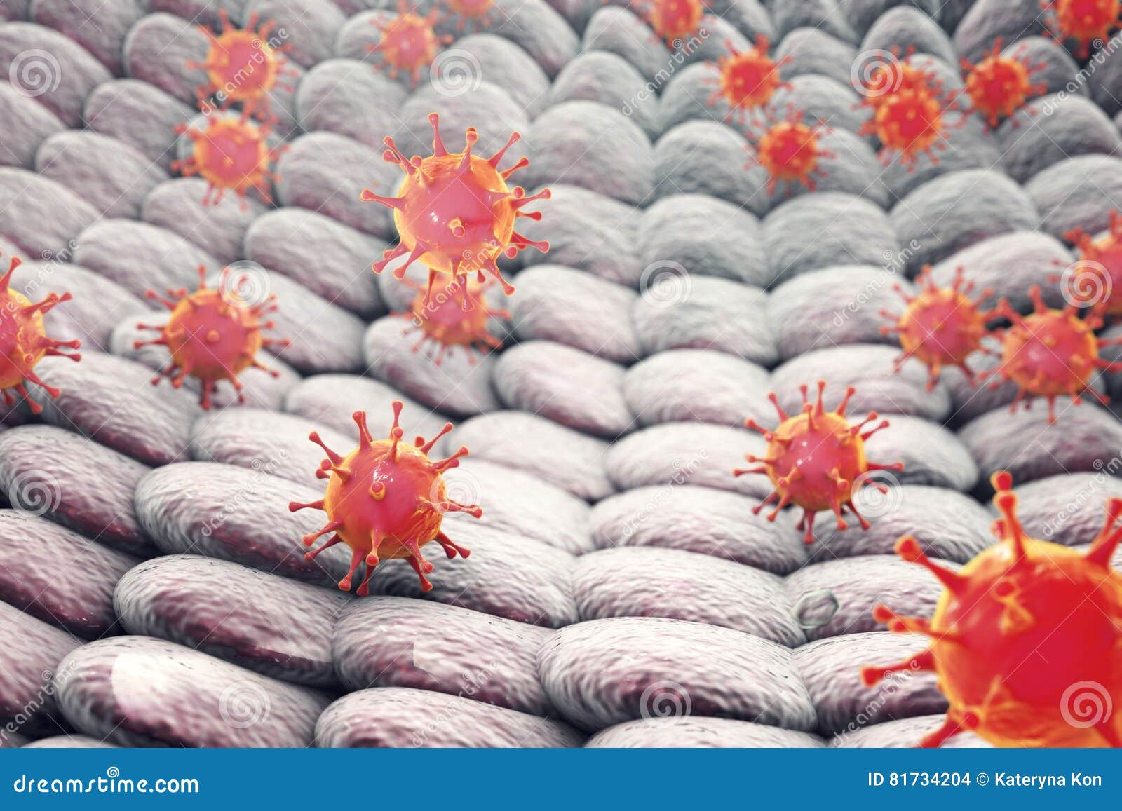 Viruses Infecting Human Cells Stock Illustration - Illustration of ...