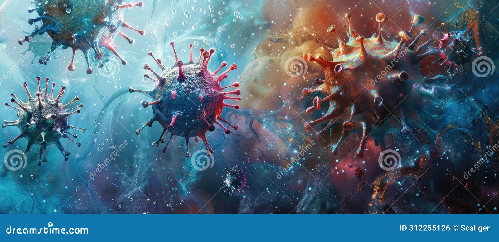 Viruses Inside Cell, Microscopic View of Biological Tissue, Abstract ...