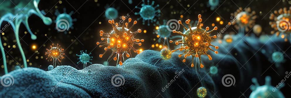 Viruses Interact with Host Cells, Showcasing Invasion and Impact on ...