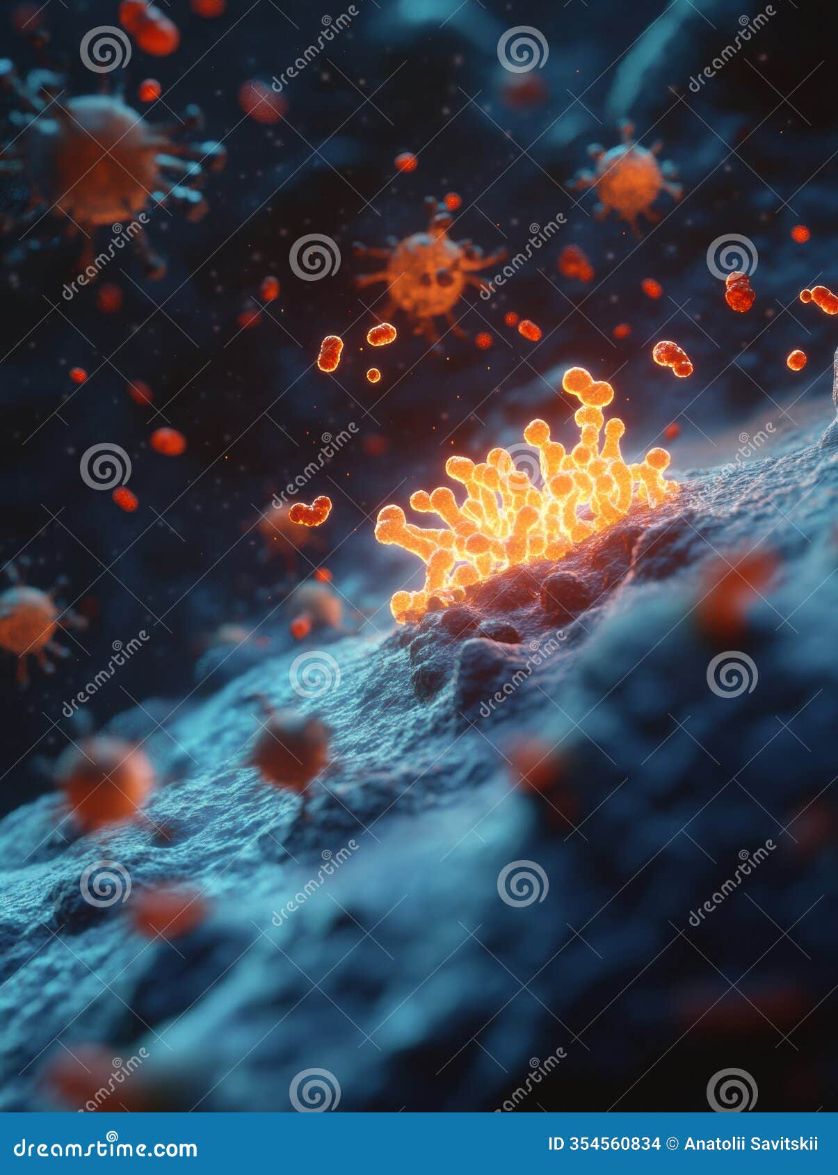 Viruses Invading Cells during Active Infection Process Showcasing ...