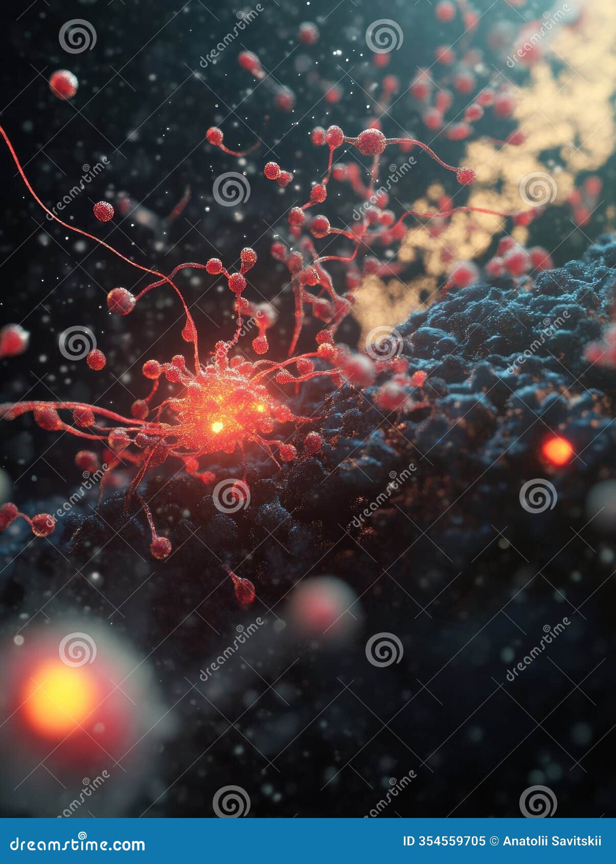 Viruses Invading Human Cells at Microscopic Level Showcasing Complex ...