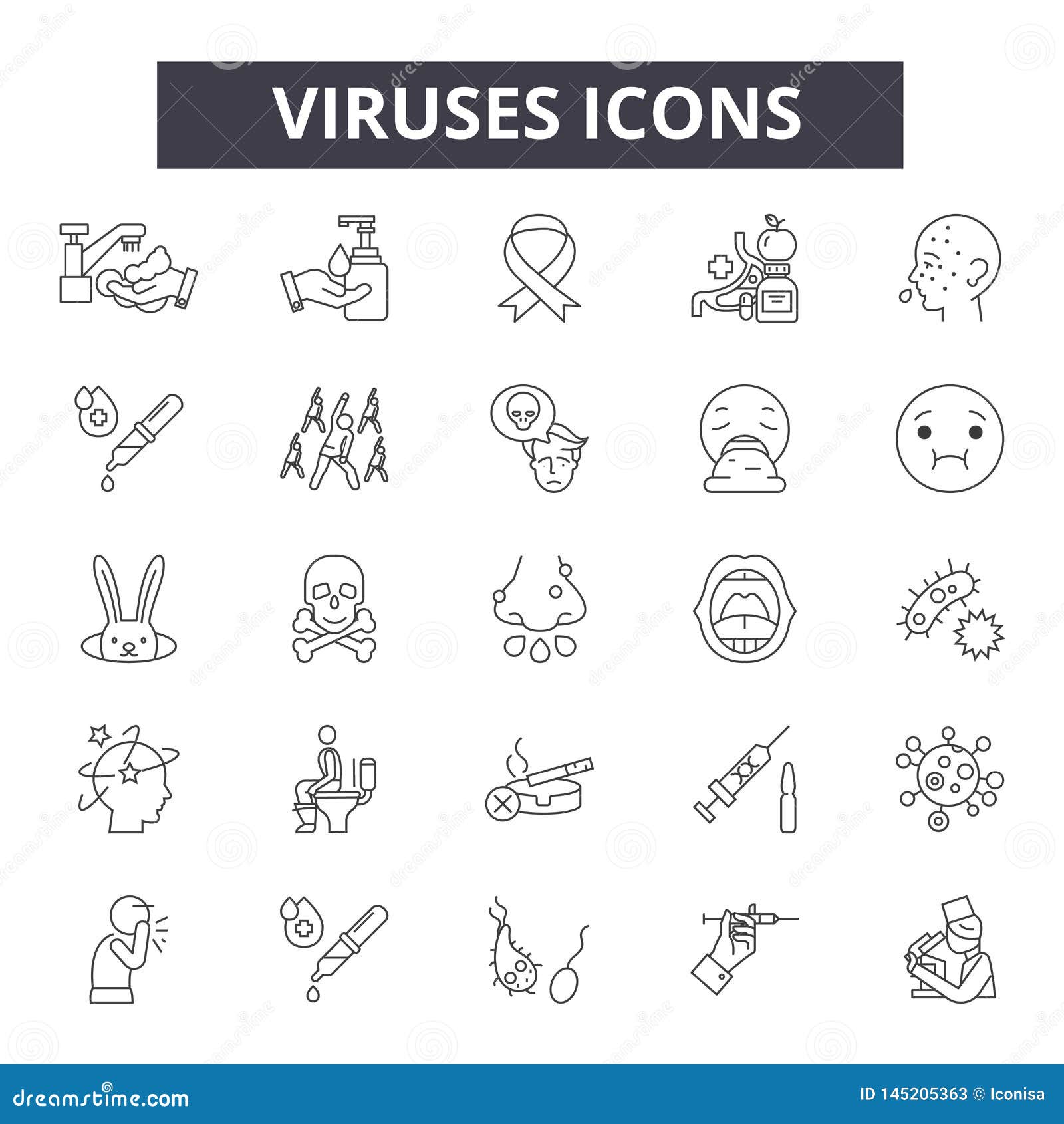 Viruses Line Icons, Signs, Vector Set, Outline Illustration Concept ...