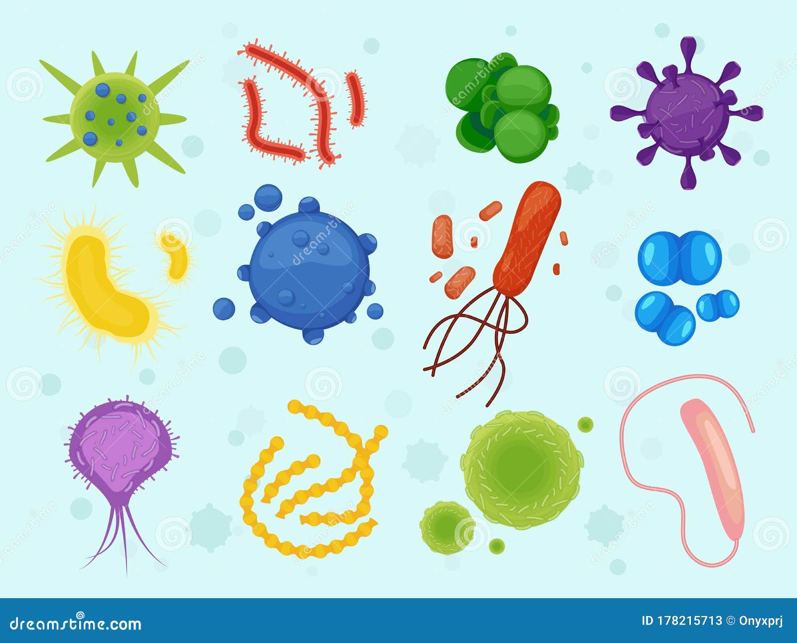 Viruses and Microbes. Different Bacterias Microscope View Allergen ...