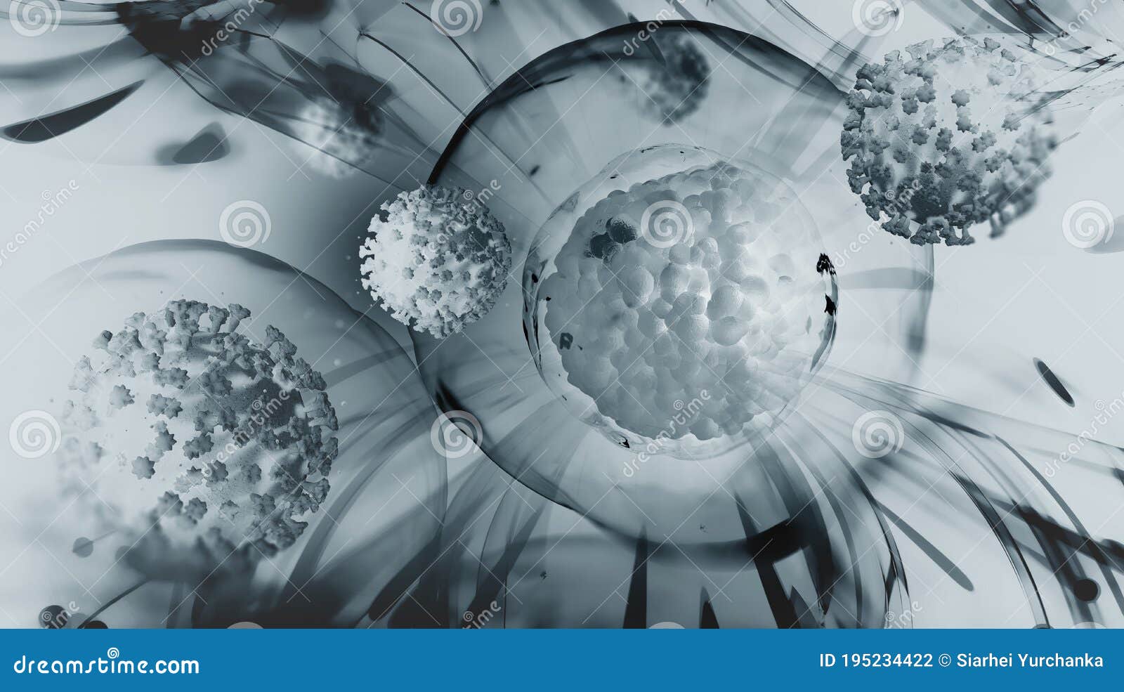 Viruses and Microorganisms Under a Microscope Stock Illustration ...
