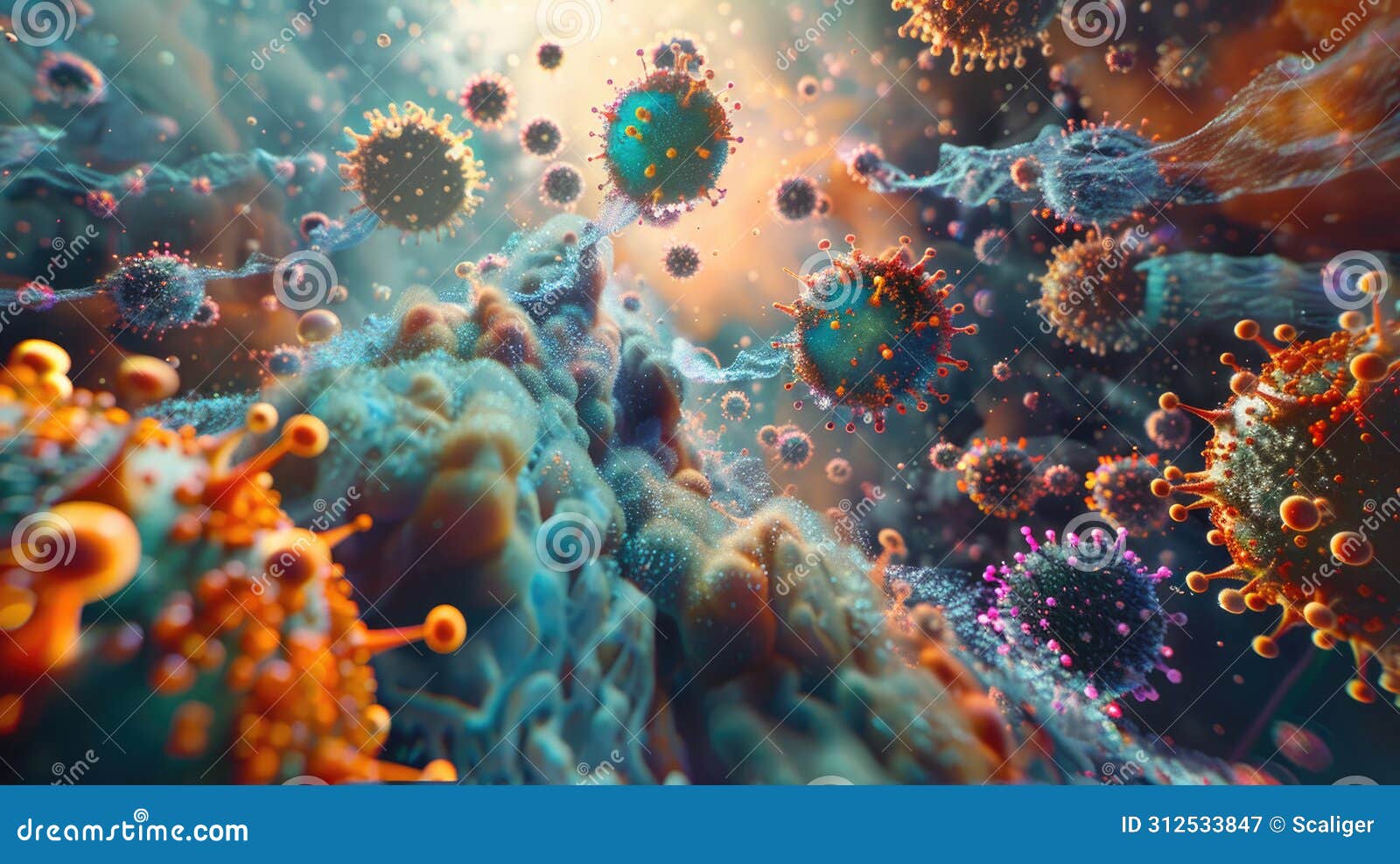 Viruses Microscopic View, Abstract Pattern of Micro Structures ...