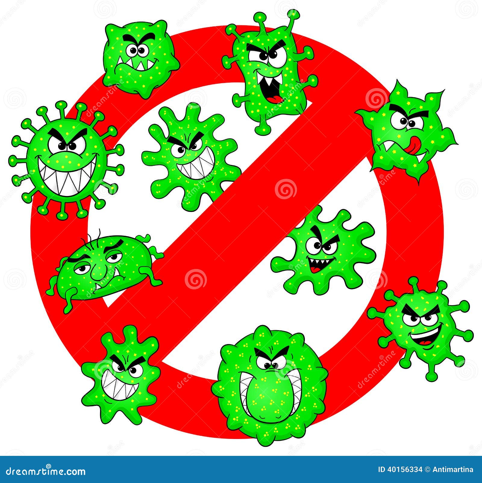 Virus Is Not Permitted Sign. Prohibit Signs On Bacteria Close Up Front ...