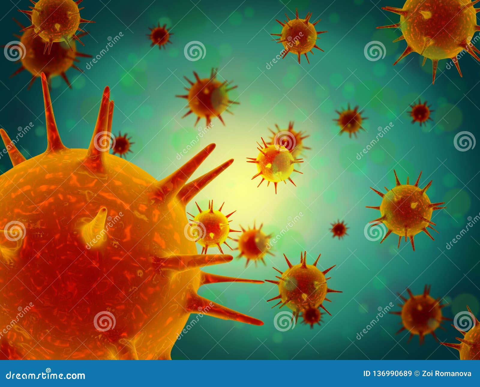 Viruses Pathogenic Microbes and Bacteria Under Microscope 3d ...