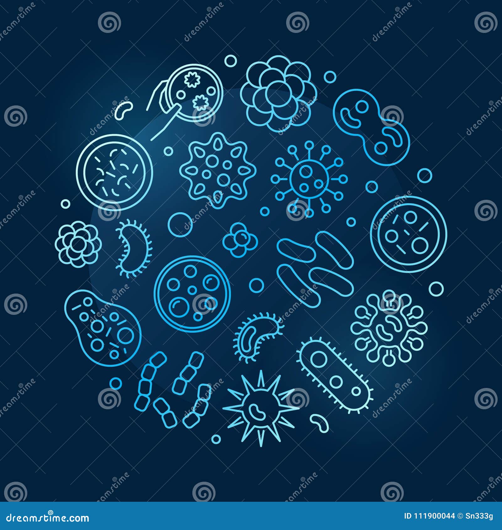 Viruses and Pathogens Vector Blue Concept Outline Symbol Stock Vector ...