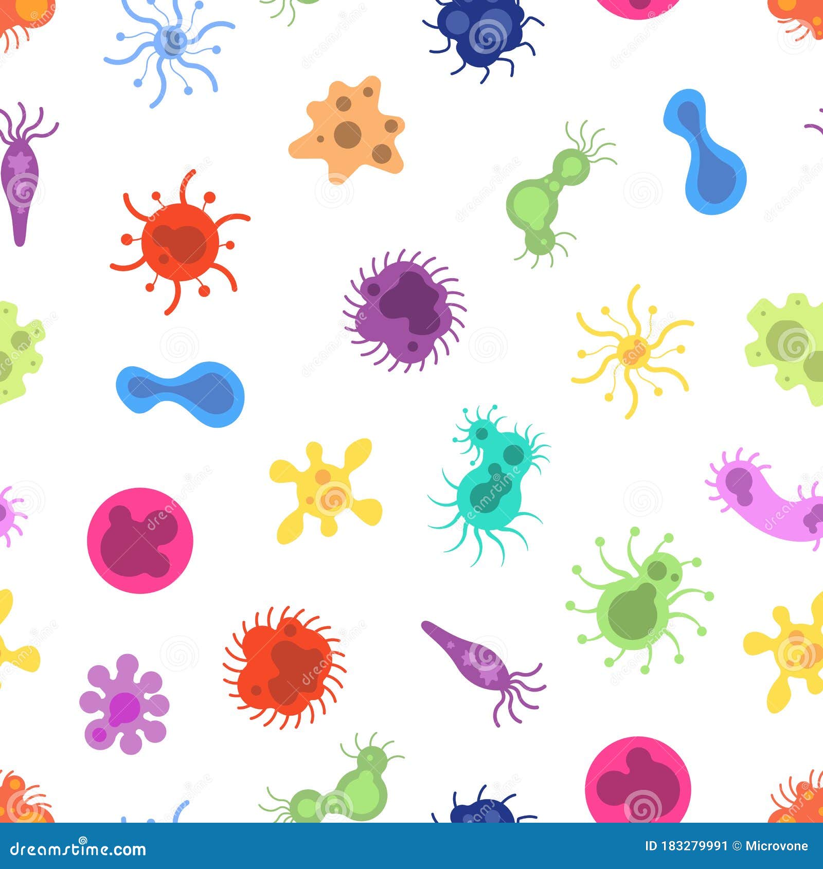 Viruses Pattern. Colorful Germs Background, Toxin Cells Microbes and ...