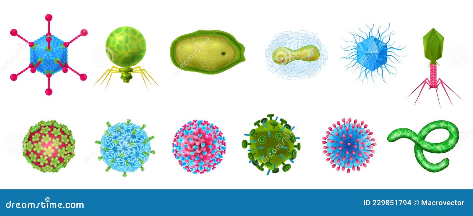 Viruses Realistic Set Cartoon Vector | CartoonDealer.com #230932799