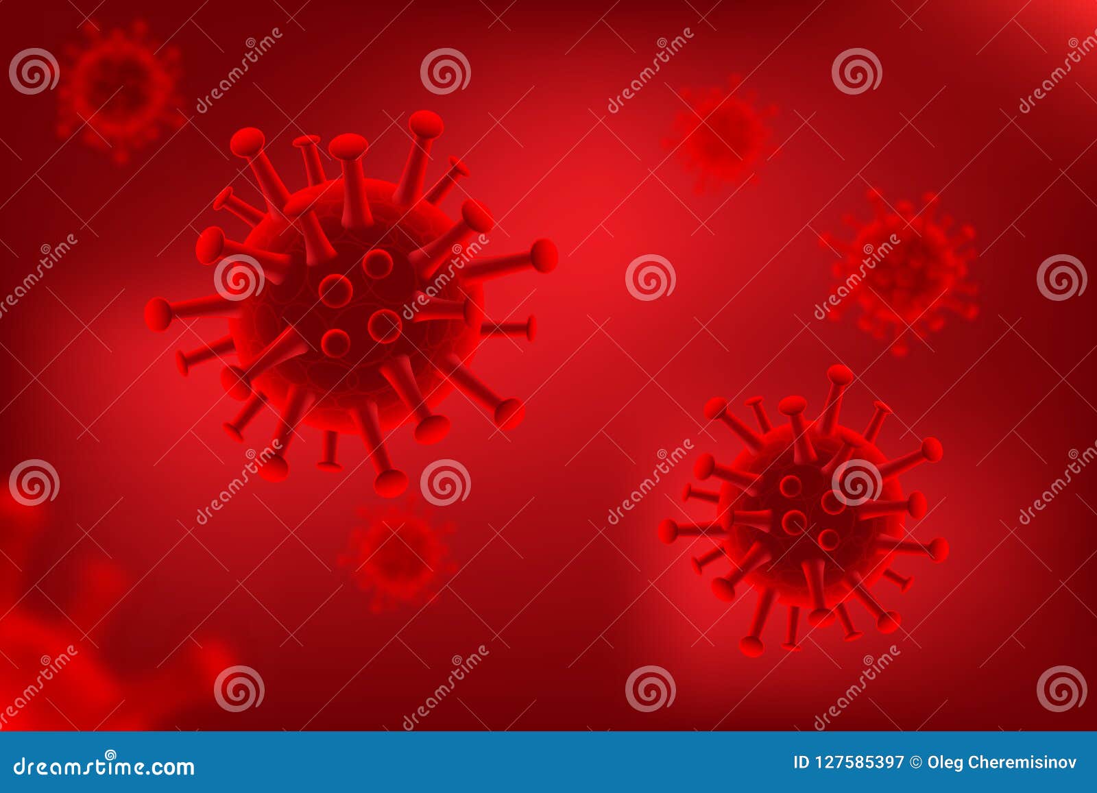 Viruses on Red Background. Vector Horizontal Medicine Template ...