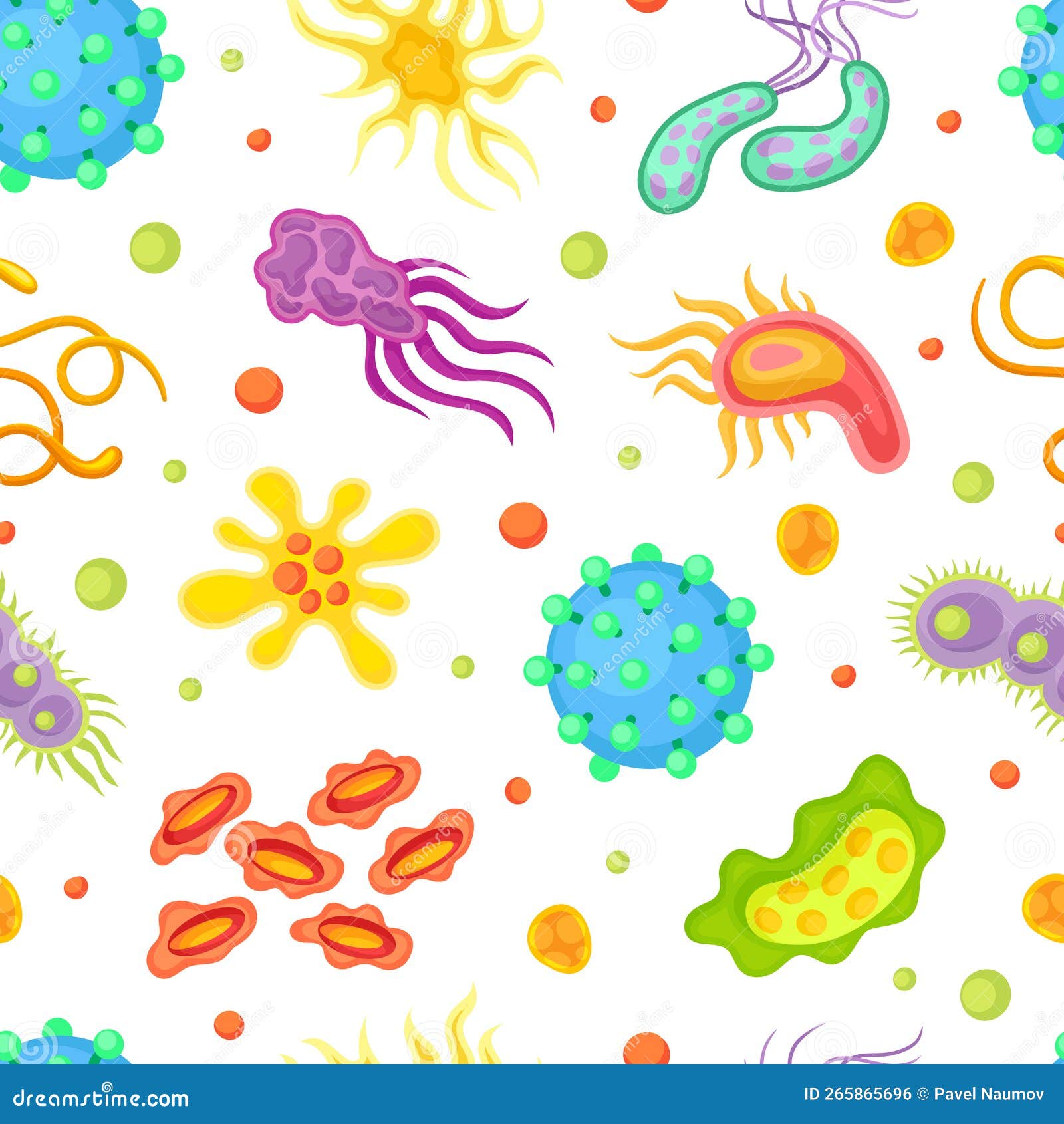 Viruses Seamless Pattern. Microscopic Pathogens, Cell Illness And ...
