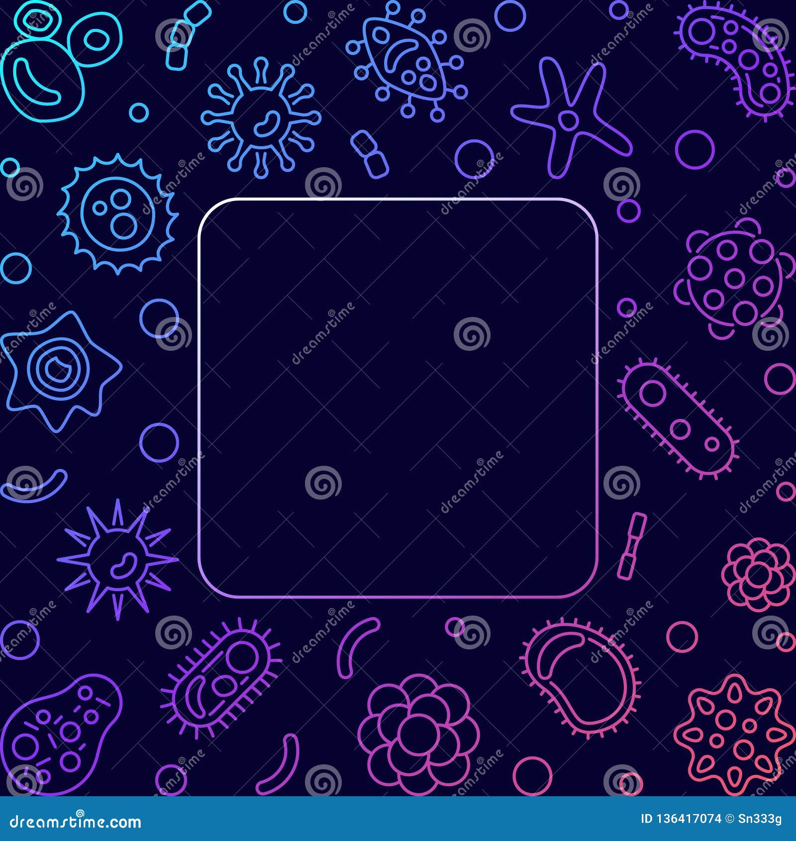 Viruses Square Colored Frame. Vector Creative Line Illustration Stock ...