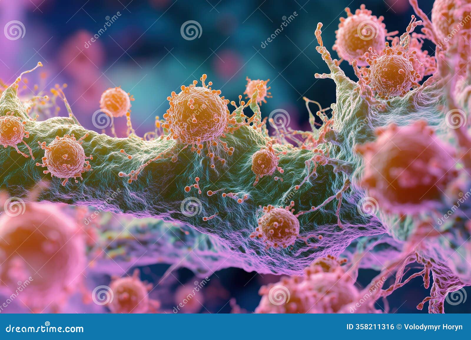 Viruses Under Microscope. Bacteria Molecules. Study of Virus Pathogens ...