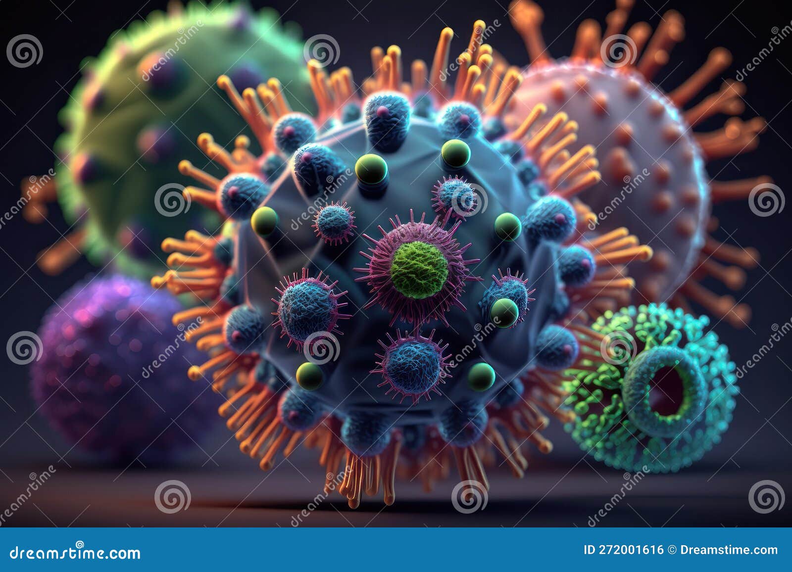 Viruses, Viewed through a Microscope. AI Generative Stock Illustration ...