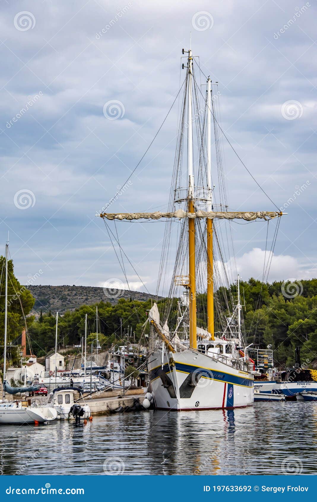 Sailing Ship in the Marina on the Island of Vis, Croatia Editorial ...