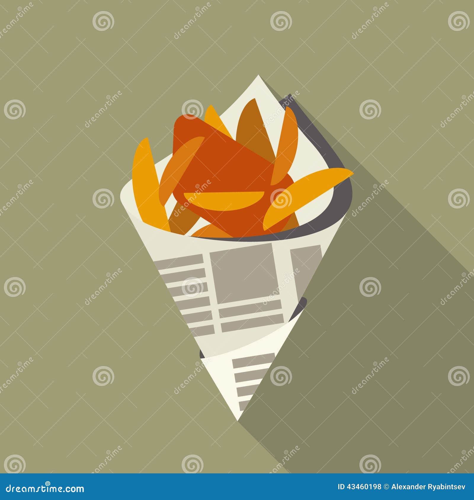 Vis Met Patat Vector Illustratie Vector Illustratie - Illustration of ...