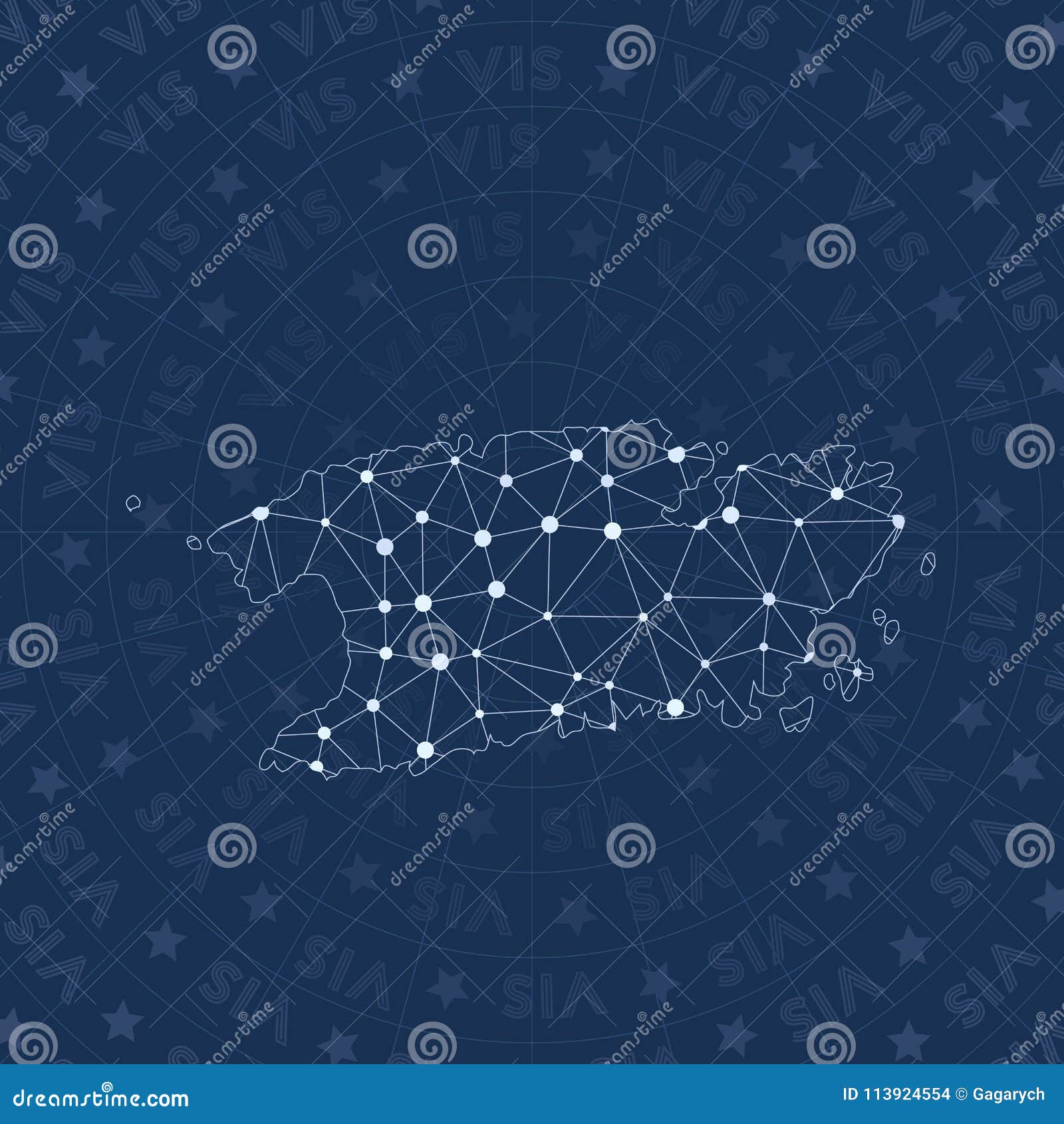 Vis Network, Constellation Style Island Map. Stock Vector ...
