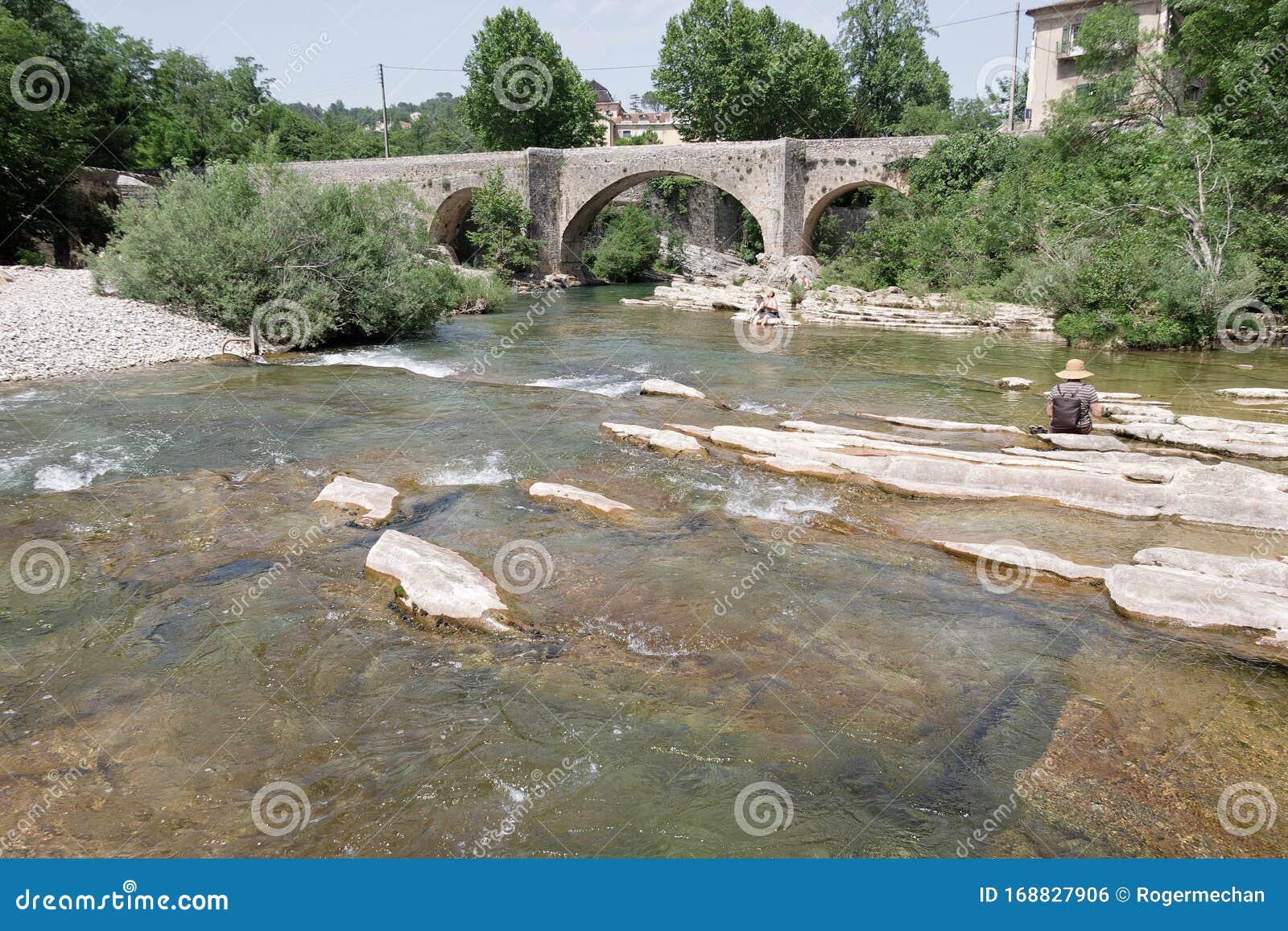 Vis River and Bridge at St Laurent Le Minier, France Editorial Photo ...