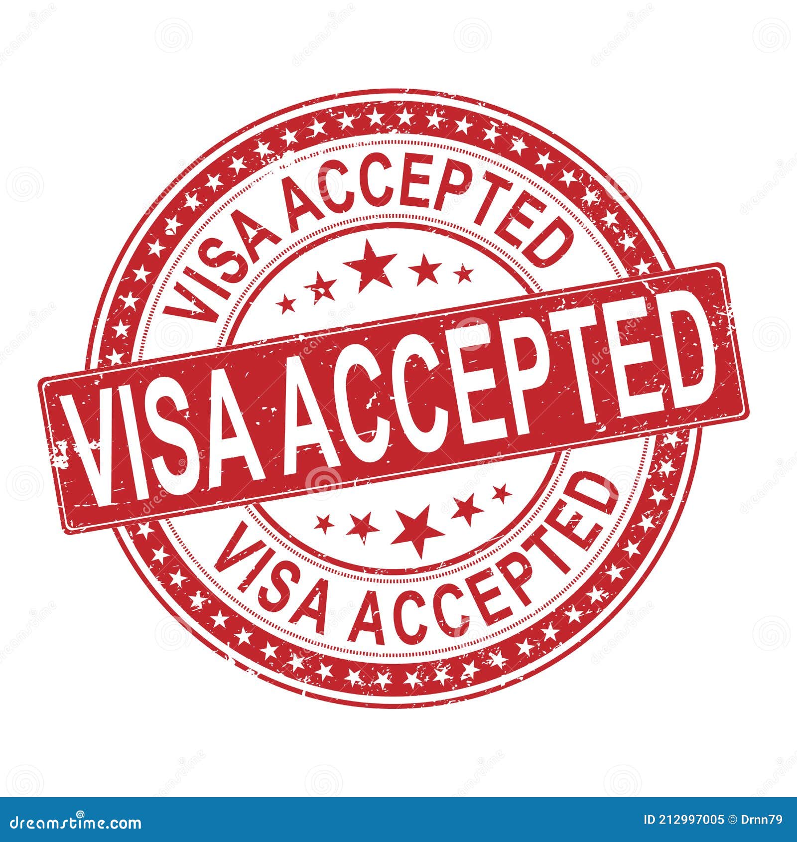 VISA ACCEPTED Red Round Stamp Text on White Stock Vector - Illustration ...