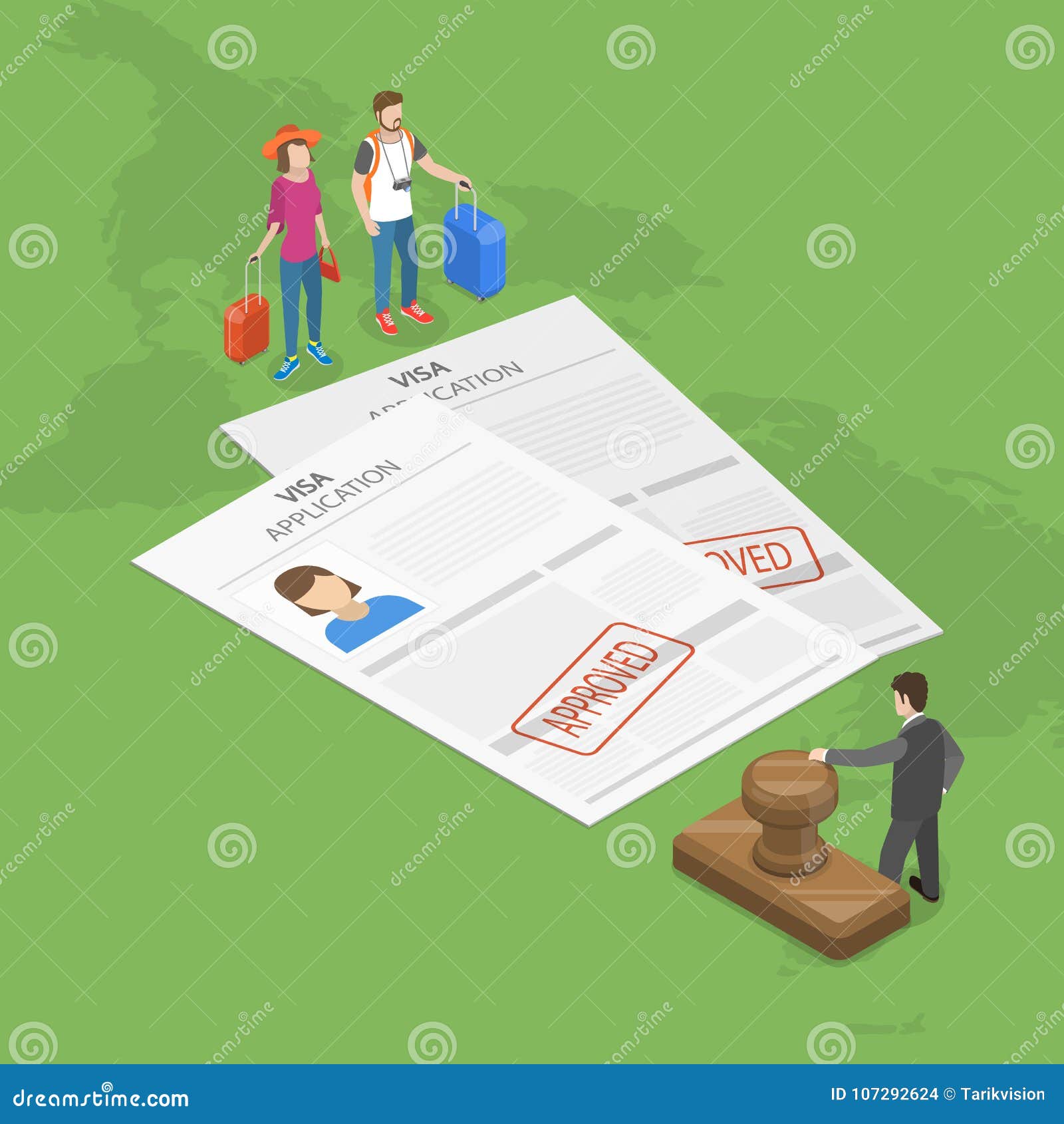 Visa Application Flat Isometric Vector Concept. Stock Vector ... Visa Application Flat Isometric Vector Concept. Stock Vector ...