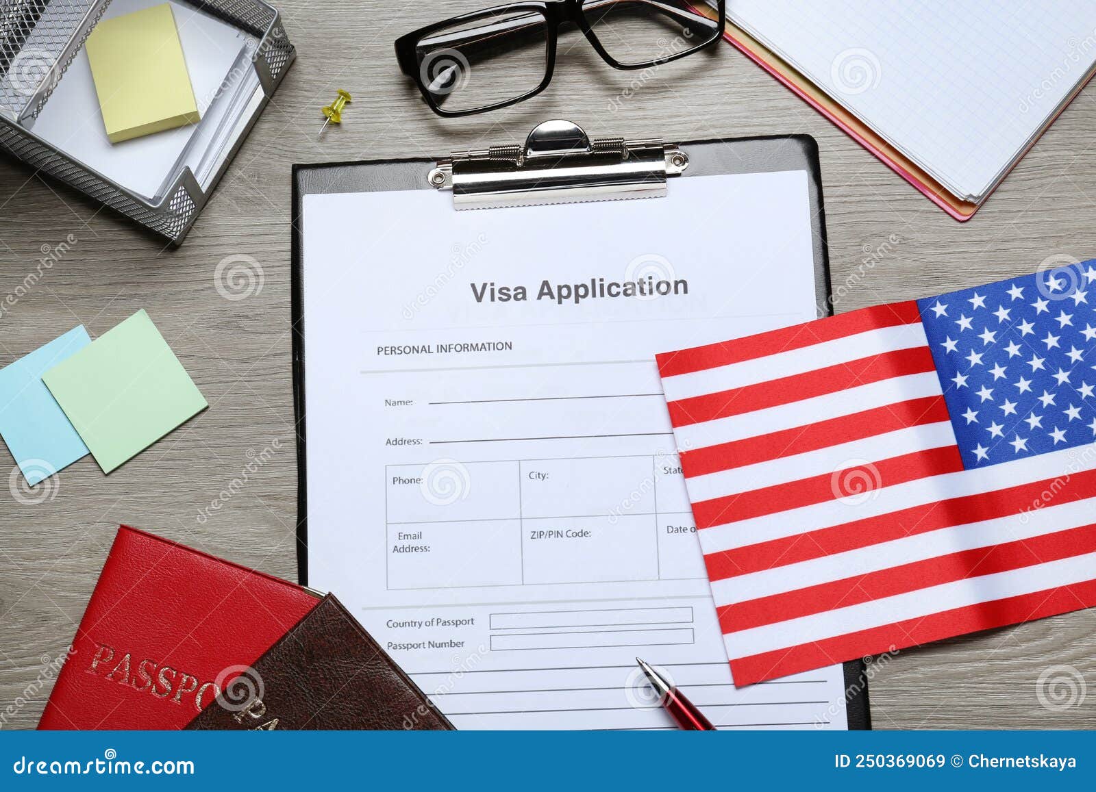 Usa Visa Passports Boarding Pass And Pen Foreign Travel Stock Image