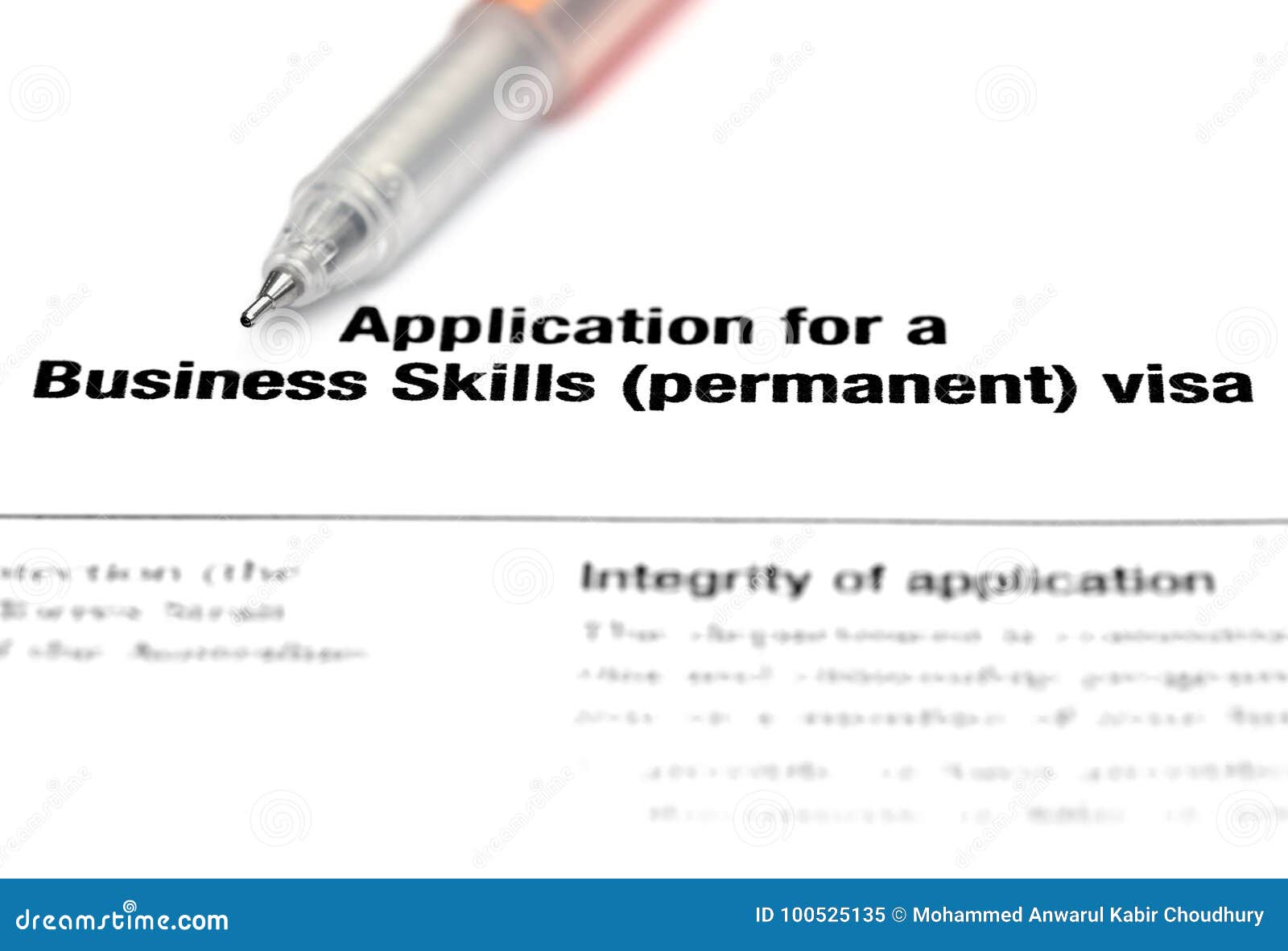 Visa application form stock image. Image of national - 100525135