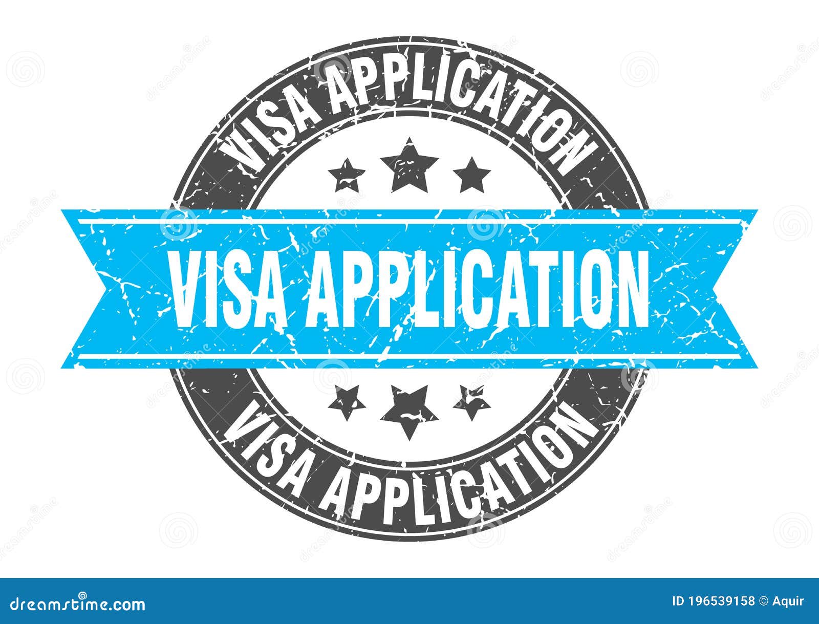 Visa Application Round Stamp with Ribbon. Label Sign Stock Vector ...