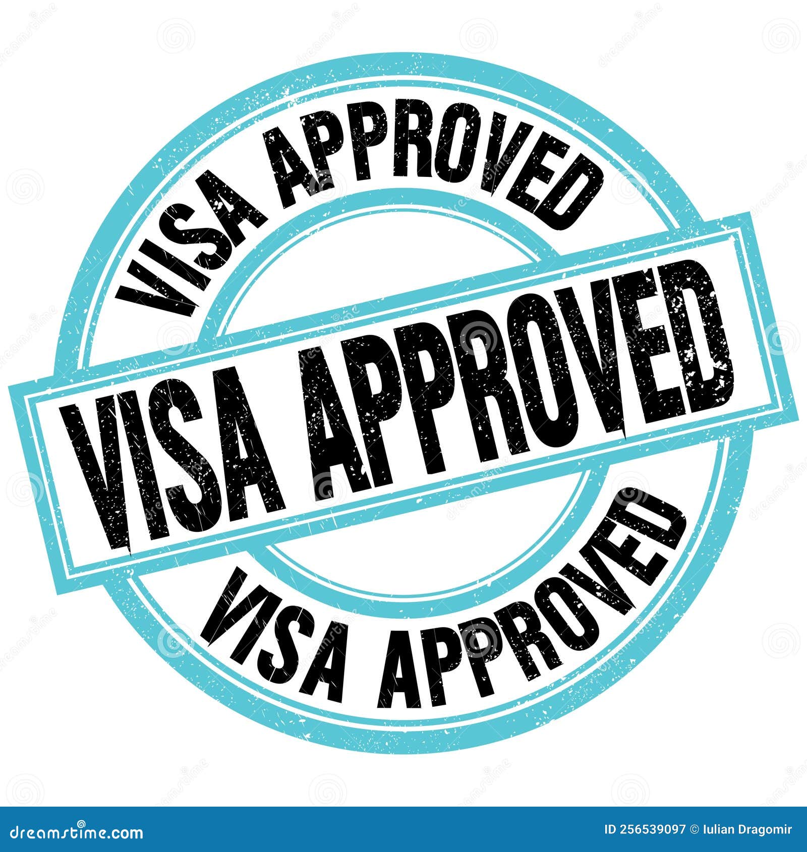 VISA APPROVED Text on Blue-black Round Stamp Sign Stock Image - Image ...