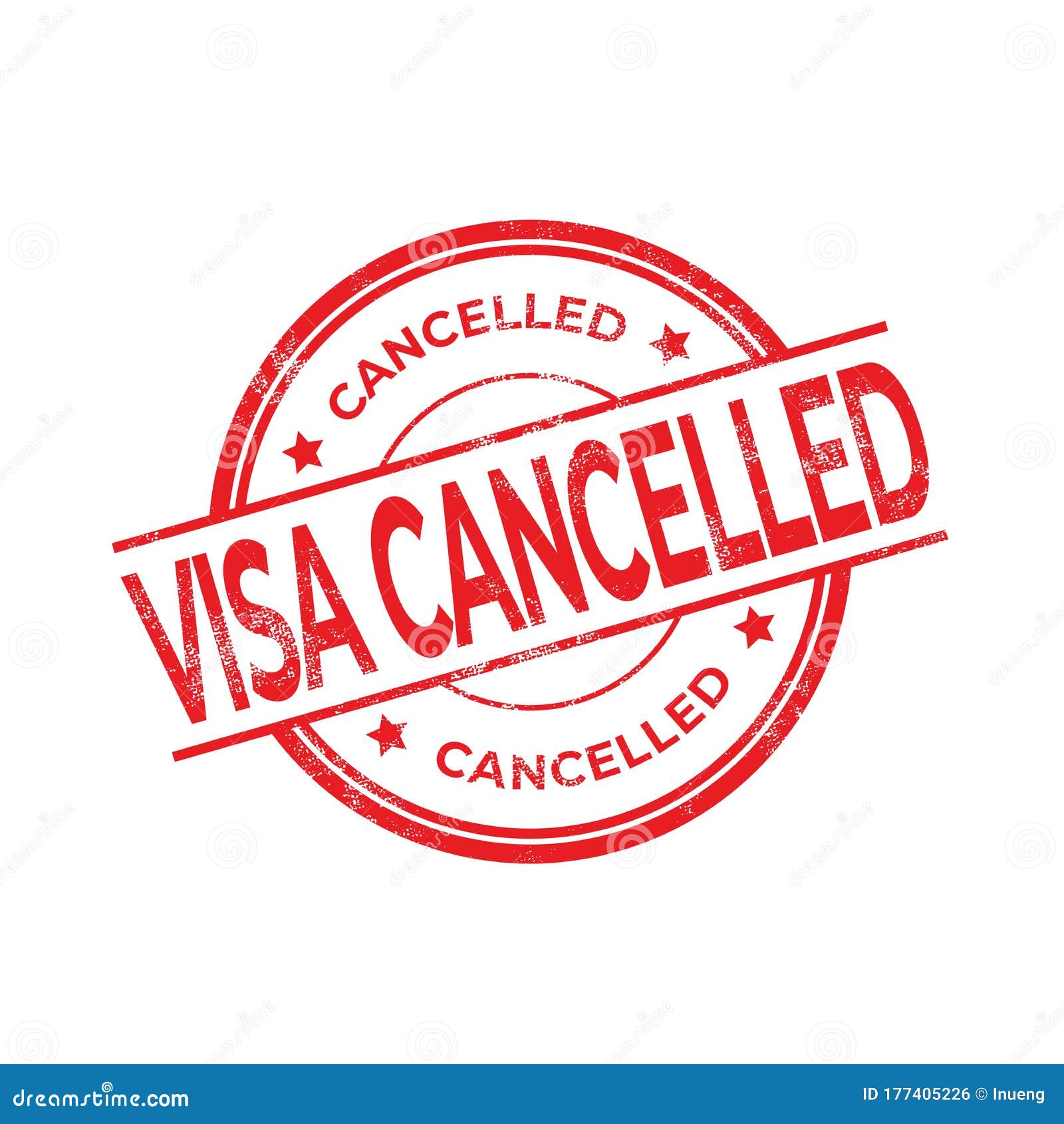 Visa Cancelled Red Round Grunge Stamp on White Background. Stock Vector ...
