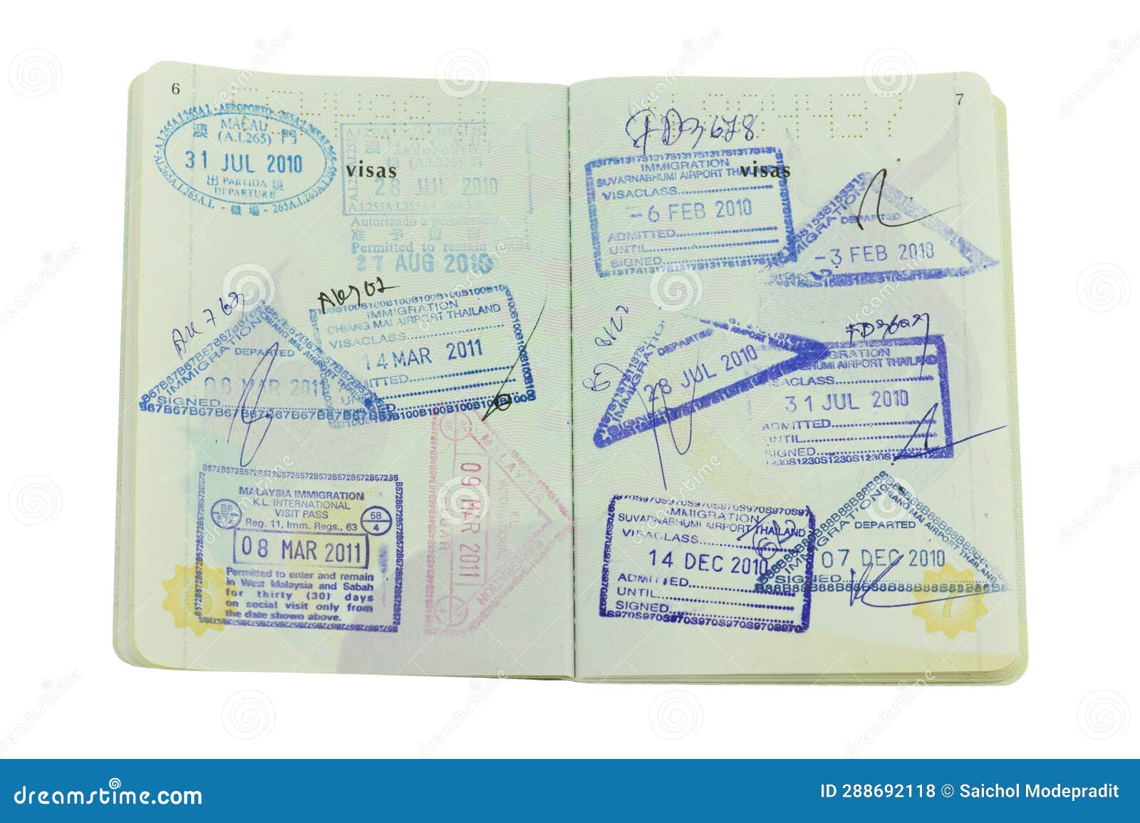 Visa and Customs Stamps in Passports Stock Photo - Image of legal, path ...