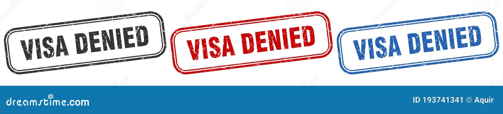 Visa Denied Square Isolated Sign Set. Visa Denied Stamp Stock Vector ...
