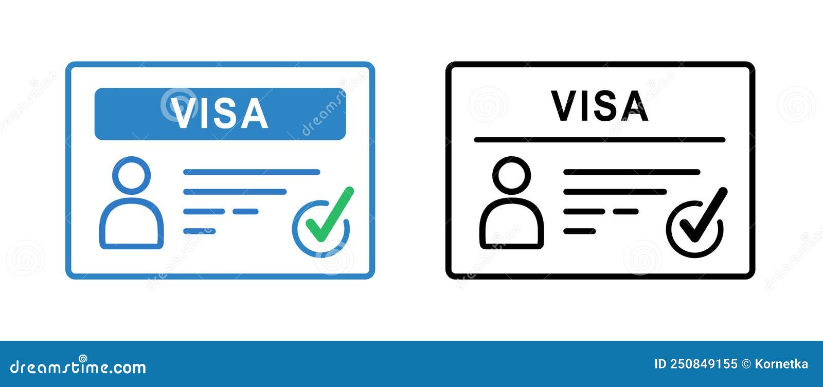 Visa Document Arrival Foreign Passport Icon Outline Style Thin