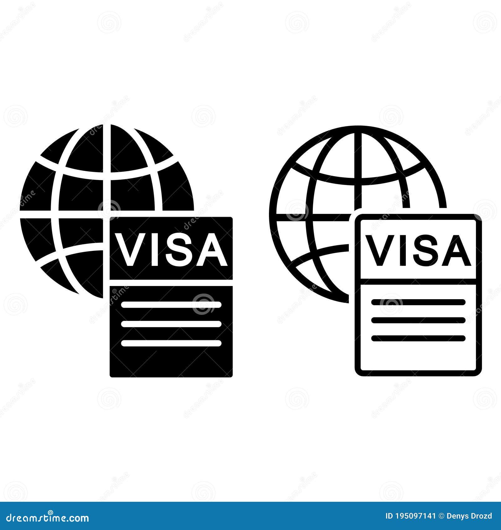 Visa Icon Vector Set Travel Illustration Sign Collection Immigration