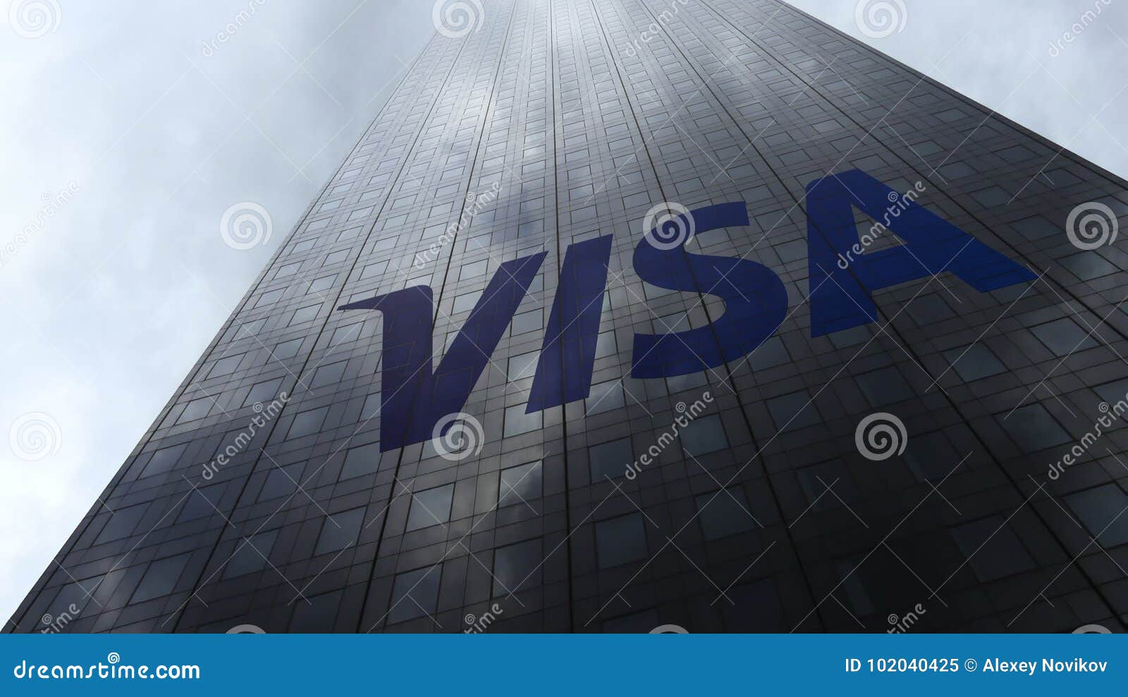 Visa Inc. Logo on a Skyscraper Facade Reflecting Clouds. Editorial 3D ...