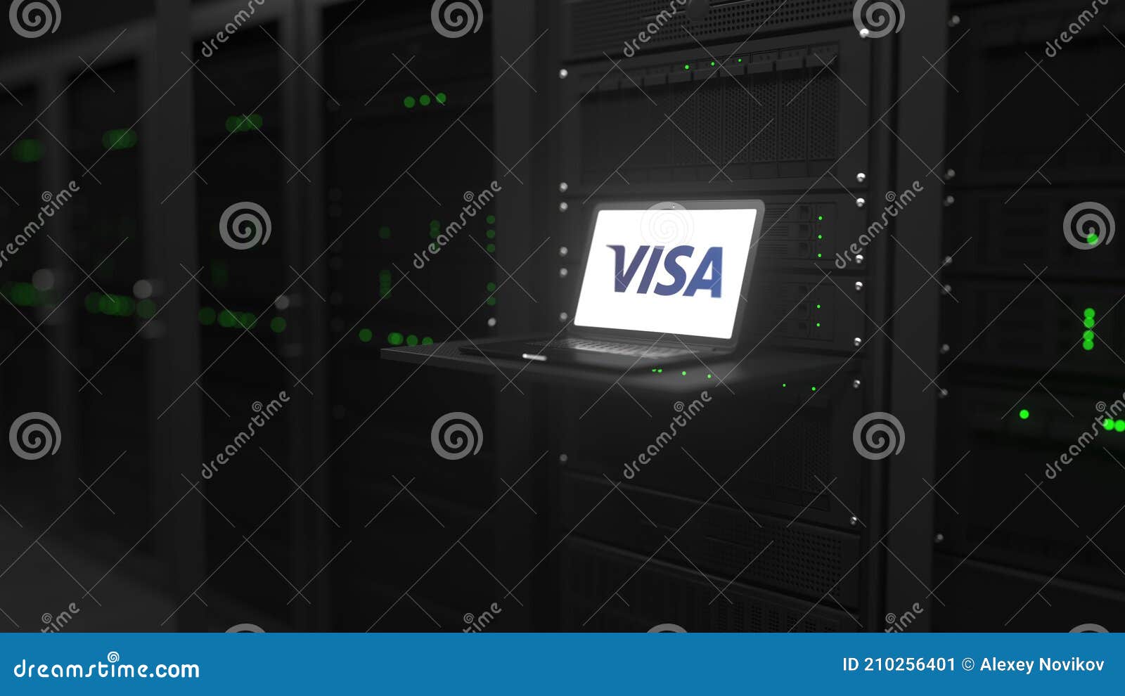 VISA Logo on the Screen in a Modern Server Room. Conceptual Editorial ...