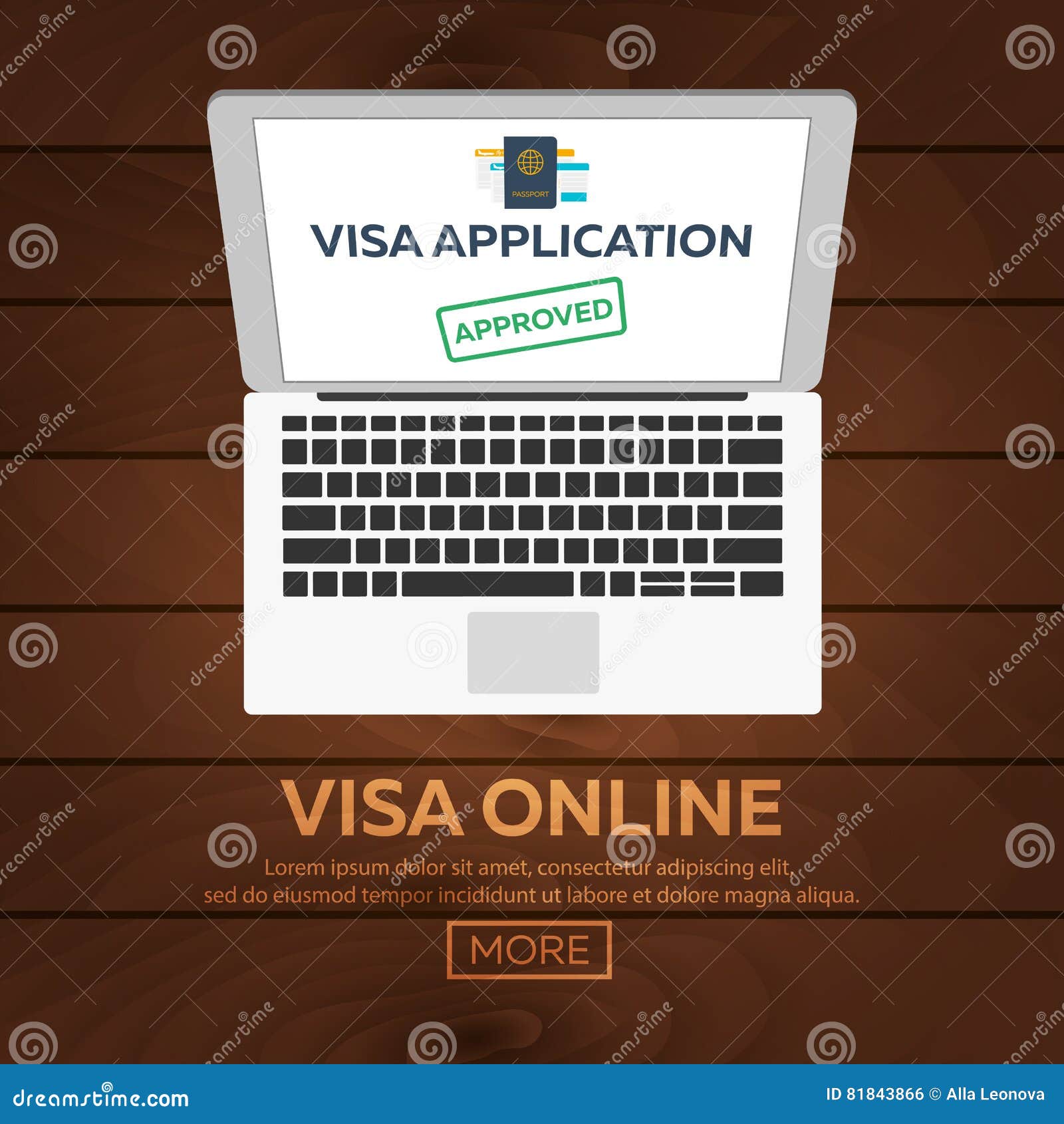 Visa Online. Visa Application. Document for Travel. Vector Flat ...
