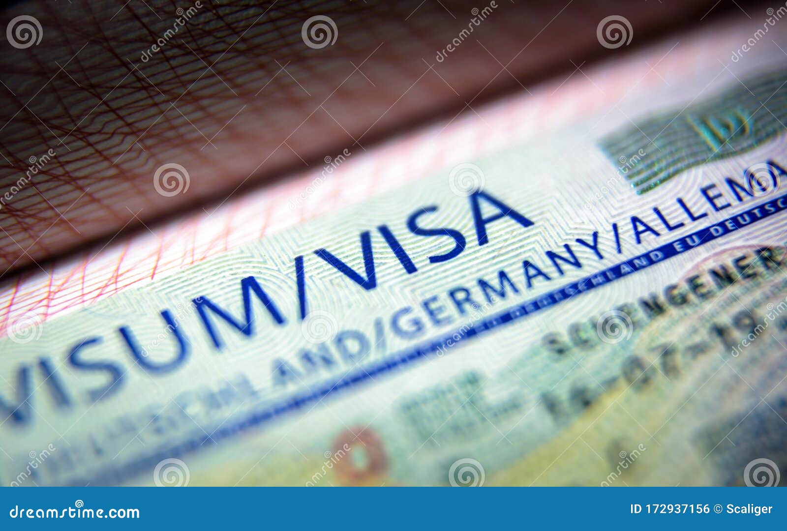 Visa Stamp In Passport Close-up. German Visitor Visa At Border Control ...